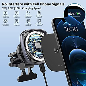 Magnetic Charger Car Vent Mount, UTOO Strong Snap Phone Holder, Easy to Intall, Fast Wireless Charge for iPhone 12 iPhone 13 iPhone 14 Series