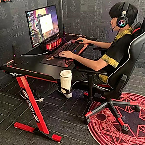 Writing Work Desk Gaming Table Desktop PC Table Home Bedroom Desk Writing Desk Office Desk Game Athletic Table with Lights PC Table Home Office Desk (Color : B, Size : 120 * 60 * 73cm)