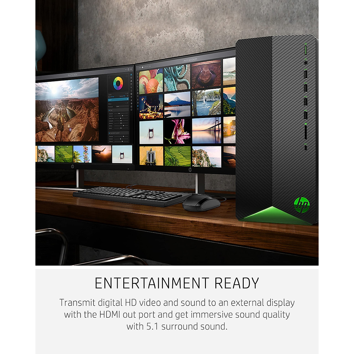 HP Pavilion Gaming PC, AMD Ryzen 5 5600G Processor, 8 GB RAM, 512 GB SSD, Windows 11, Wi-Fi 5 & Bluetooth 4.2 Combo, 9 USB Ports, Pre-Built Gaming PC Tower, Mouse and Keyboard (TG01-2030, 2021)