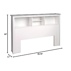 Prepac Full Mate's Platform Storage Bed with 6 Drawers and Stylish Full/Queen Headboard with 3 Compartments, White