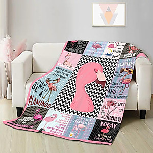 Flamingo Blanket,Funny Flamingo Collage Print Gifts for Flamingos Lovers, Soft Plush Flannel Throw Bed Sofa Bedroom Decoration60 in x 50 in Medium Boys Girls