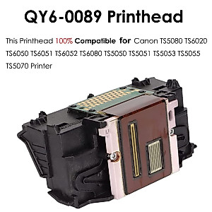 ASHATA Replacement QY6-0089 Printhead Print Head for Canon TS5080 TS6020 TS6050 TS6051 TS6052 TS6080 TS5050 TS5051 TS5053 TS5055 TS5070 - Single Black