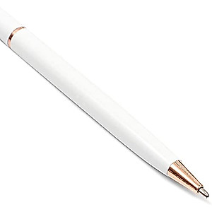 White Ball Point Pens and Rose Gold Gemstone (8-Pack)