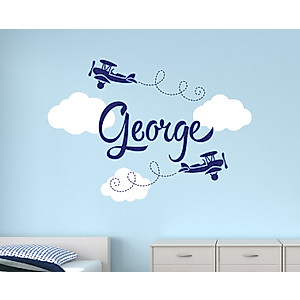 Custom Airplane Name Wall Decal - Boys Name Wall Decals - Nursery Wall Decals - Airplanes Wall Decor