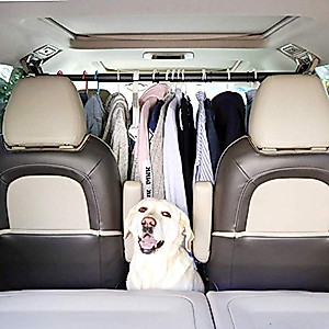 LITTLEMOLE Car Clothes Hanger Bar, Expandable Vehicle Clothing Rack Hanger Rod with Heavy Duty Metal and Rubber Grips, Great for Travel or Garment Cloths