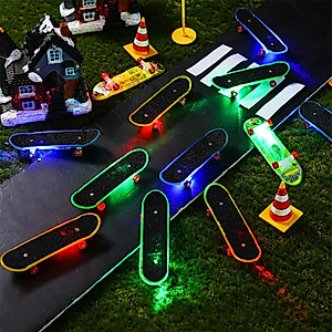 Sotiff 33 Pcs Light up Mini Finger Skateboard Toys Set, LED Finger Skateboards for Kids Hand Skateboard Toys Fingerboard Tiny Skateboards for Fingers Creative Fingertips Movement for Party(Classic)