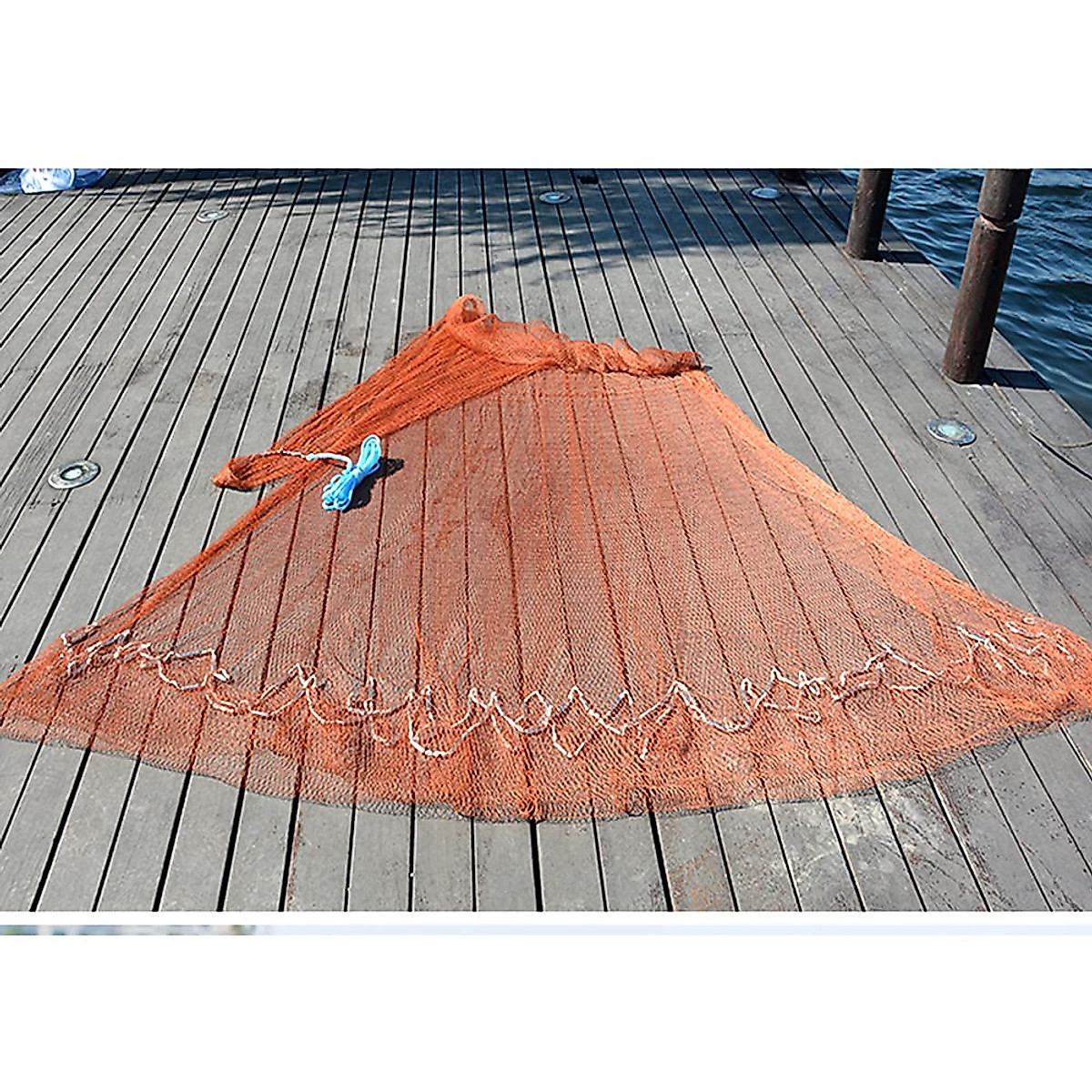 Hand-Made Fishing Cast Net Tire Wire Material Fishing Throw Net Bait Trap 10Ft/11Ft/13Ft Height, Mesh Size 1 Inch with Environmental-Friendly Material Sinker
