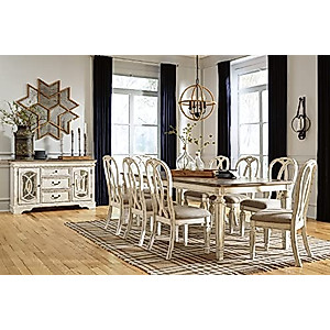Signature Design by Ashley Realyn French Country Dining Extension Table, Seats up to 8, Chipped White