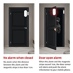 WiFi Door and Windows Sensor Magnets Smart Phone APP Control Compatible with Alexa Google Assistant Wireless Security Alarm Door Open push message for Home Bussiness Burglar Alert (Not suport 5G WIFI)