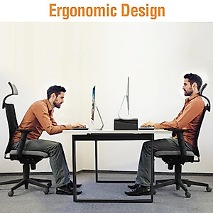 ELIVED Dual Monitor Stand Riser with Two Swivel Drawers, Monitor Stand with Adjustable Length and Angle, Monitor Riser for Desk, Desktop Organizer Stand for Computer, Laptop, Screen, Printer(Black)