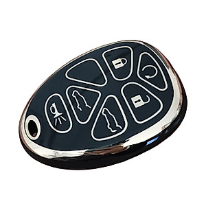 QIXIUBIA for Chevrolet Key Fob Cover Keyless Remote Smart Key Fob Shell with Keychain Fit for Chevy Suburban Tahoe Traverse Buick Enclave Cadillac Escalade GMC Acadia Yukon (Black 6-Button)