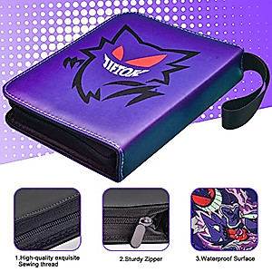 Card Binder for Cards, 9-Pocket Portable Card Collector Album Holder Book Fits 720 Cards with 40 Removable Sleeves, Trading Card Binder Display Storage Carrying Case for TCG - Purple