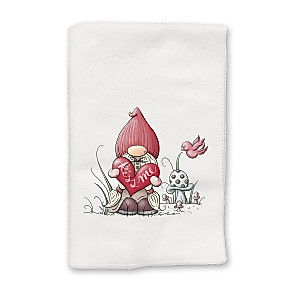 Decorative Kitchen and Bath Hand Towel | Valentines Day Kiss Me Gnome | Winter Valentine's Day Themed | White Towel Home Decor Bathe Tea Towels Decorations | House Warming Gift Present