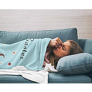 Throw Blankets Happy Easter Gnomes Basket Eggs Fuzzy Soft Bed Cover Bedspread Microfiber Luxury Blanket for Travel Stadium Camping Couch Sofa Chair Blue