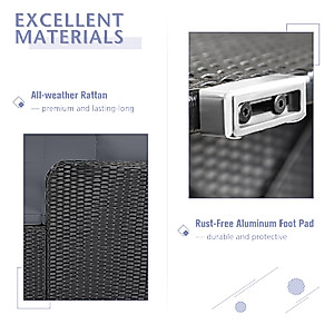 RELAX4LIFE Rattan Patio Outdoor Daybed, Wicker 2-Person Sunbed Loveseat with Soft Cushions, 4 Pillows, Curved Backrest & Armrest, Double Bed Lounger Sofa Set for Balcony Porch, Patio Bed (Grey)