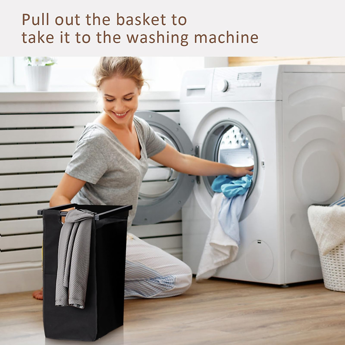 PioneerWorks Laundry Hamper, Laundry Basket Organizer Laundry Sorter with 2 Pull-Out and Removable Bags and Top Shelf, Dirty Clothes Hamper for Laundry Room Bathroom Bedroom and Dorm