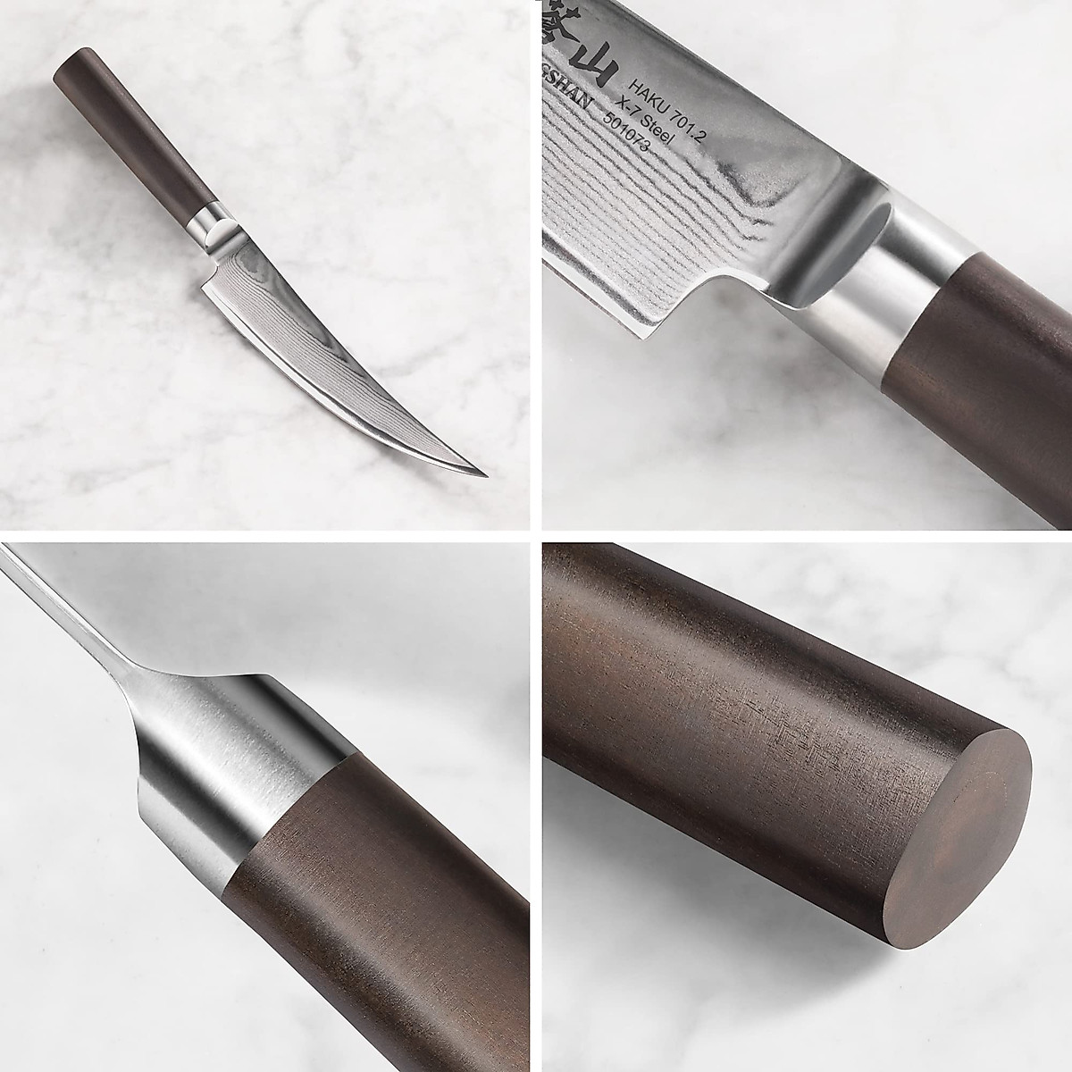 Cangshan HAKU Series 6-Inch Boning Knife with Sheath, Forged X-7 Damascus Steel, 501073