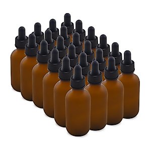 The Bottle Depot - 24 Pack - 2 oz Glass Bottle with Dropper - Clear Amber - 20-400 Neck Finish - Boston Round Bottles - UV Rays Protection