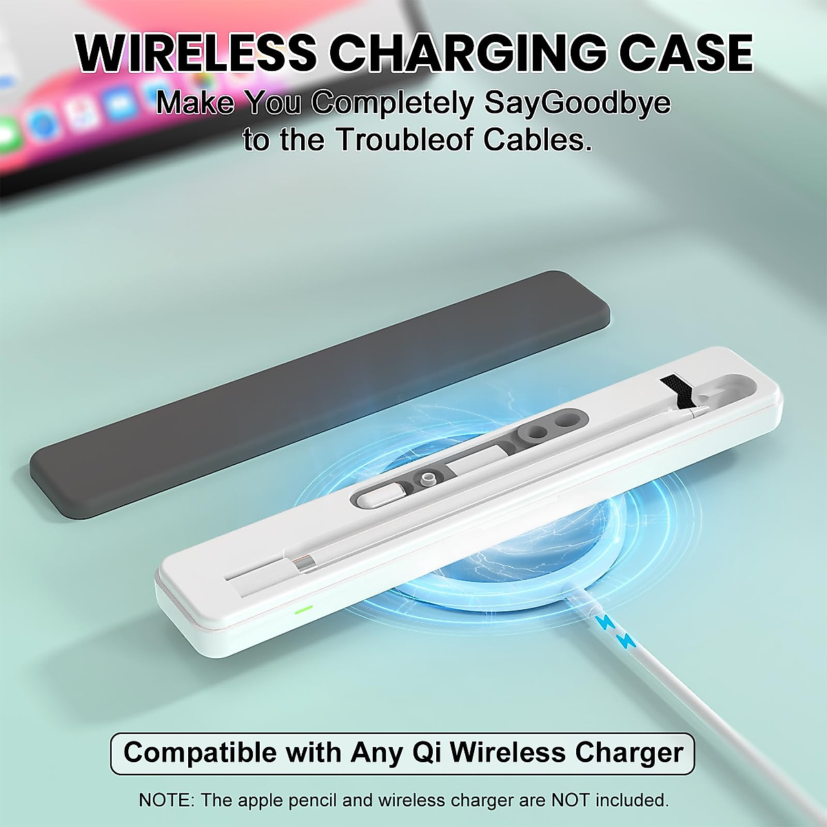 Apple Pencil 1st Generation Case, HAMOPY Wireless Charging Case Compatible with Apple Pencil 1st Generation Only, Magnetic Apple Pencil 1st Gen Charging Carrying Storage Box, Apple Pencil Accessories