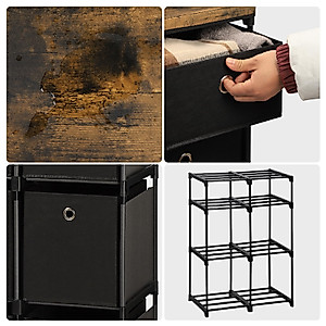 MOOACE 6 Drawers Storage Organizer, Fabric Storage Drawers Dresser and Chest of Drawers, Small Dresser Cube Storage Shelf for Closets Living Room Hallway Entryway, Black