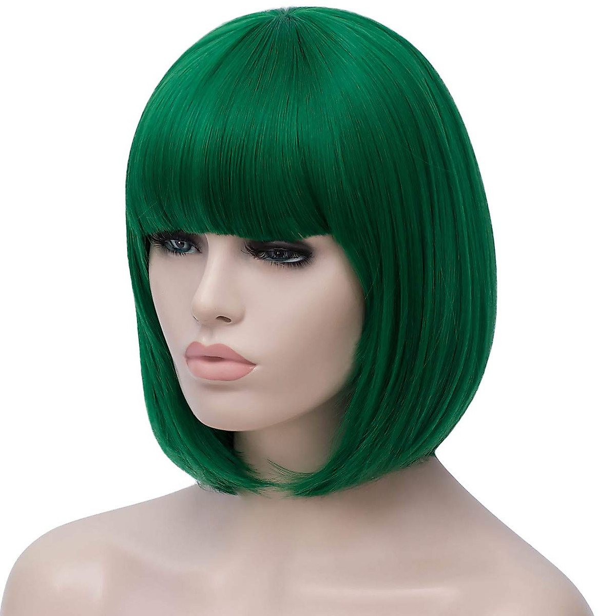 Bopocoko Green Wig Short Green Wigs for Women St Patricks Day Green Bob Wig with Bangs Natural Synthetic Soft Wig Cute Colored Wigs BU027GR