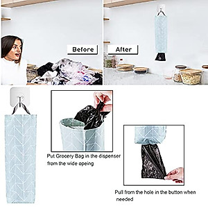 Plastic Bag Holder 4 Pack Grocery Bags Holders, Wall Hanging Large Grocery Bag Storage Dispenser Shopping Bag Carrier Holder Organizer, Folding Recycling Garbage Bag Holder for Trash Bags with 4 Hooks