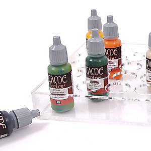 Craftelier - Paint Stand or Organiser Tray for Alcohol-based Inks with 25 Paint Jars Ø 2.5 cm (8" x 7" x 1.2") | Transparent Colour - Dimensions Approx. 20.3 x 17.7 x 3.1 cm (8" x 7" x 1.2")