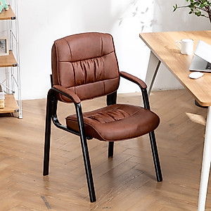 BTEXPERT Brown Leather Office Executive Waiting Room Guest Reception Side Conference Chair, BB5046BR