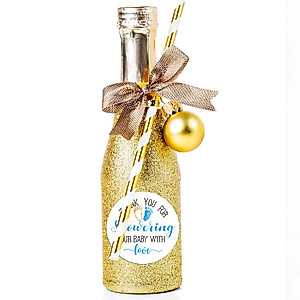 Blue Baby Shower Stickers, Thank You for Showering Our Baby with Love Stickers, Baby Shower Favors for Boys, Thank You Stickers Baby Shower, 2 Inch, Pack of 50.