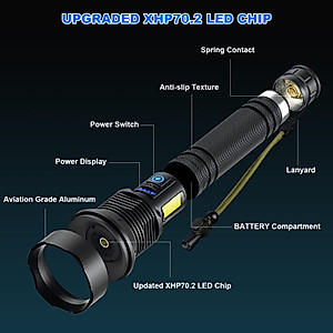 Cinlinso Flashlights High Lumens Rechargeable, 990,000 Lumens Super Bright Led Flash Light, 7 Modes with COB Light, IPX6 Waterproof, Handheld Powerful Flashlight for hu∩ting, Camping, Emerge∩cies