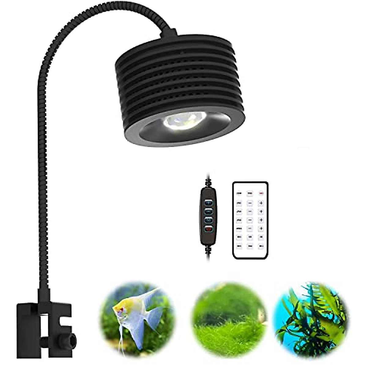 Lominie LED Aquarium Light, Full Spectrum Fish Tank Light, Clip on Freshwater Planted Light Adjustable Gooseneck for Saltwater Coral Fish Tanks, Dimmable Nano Refugium Tank Light Supports Remote WiFi