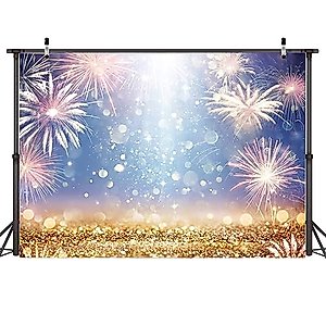 AIIKES 7X5FT Happy New Year Backdrops Bokeh Photography Backdrop Sparkling Fireworks Abstract Bokeh Halo Gold Spots Background 2024 New Years Holiday Party Decoration Photo Studio Props 12-624