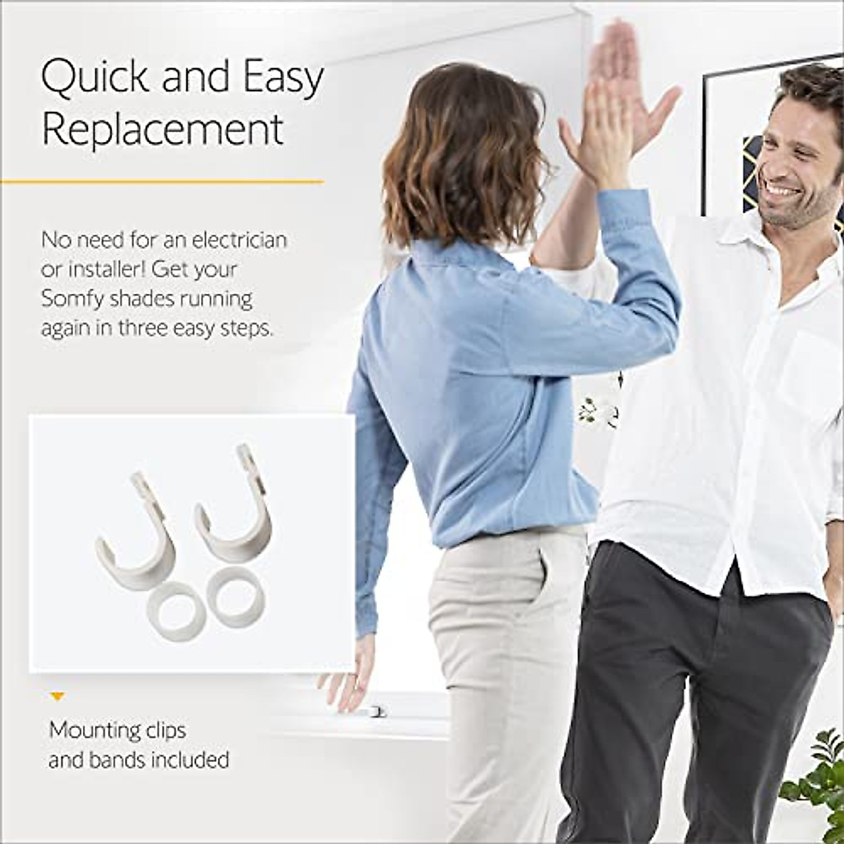 somfy 12V DC Reloadable Battery Tube - 12V Battery Wand for RTS Motors - Easy to Install - Power Blinds & Shades - Replacement Battery Tube – Wall Mount Clips Included #9018685