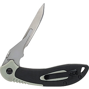 Old Timer Replaceable Blade Knife Kit with Interchangeable Scalpel Blades, Saw Blades, and Gut Hooks, Rubber Overmold Grip, and Liner Lock for Hunting, Skinning, and Outdoors