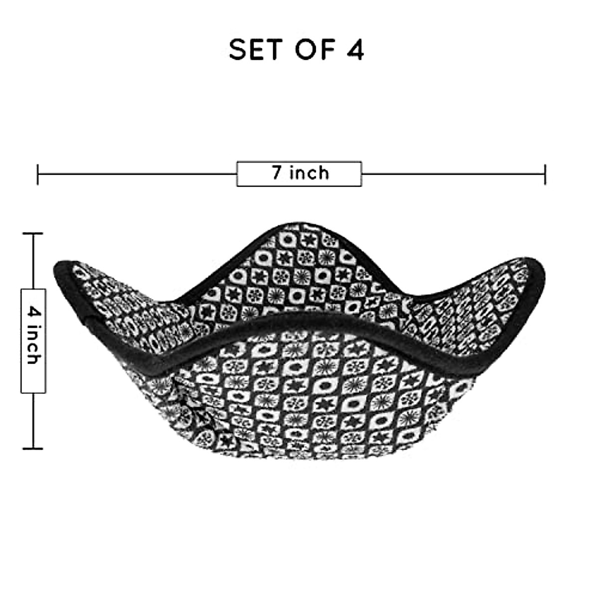 Sheff Microwave Bowl Cozy Huggers Set of 4 – Durable and Reliable – for Hot and Cold Bowls, Plates and Dishes Bowl Holder for Microwave – Bowl Cozies Ideal Household Gift Store (Black and White)