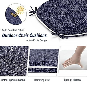 Melody Elephant Outdoor Chair Cushions Set of 2, Water Resistant Patio Chair Pads with Ties, Seat Cushions for Home Garden Furniture Decoration, 16"x17", Rave Indigo
