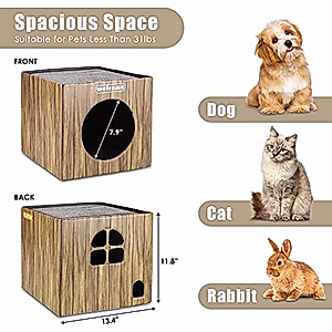 Heated Cat Houses for Outdoor Cats, PETNF Weatherproof Feral Cat House for Indoor Outside Cats Small Dogs in Winter, Heated Cat Bed with Pet Heating Pad, Foldable Waterproof Safe Insulated Cat Shelter