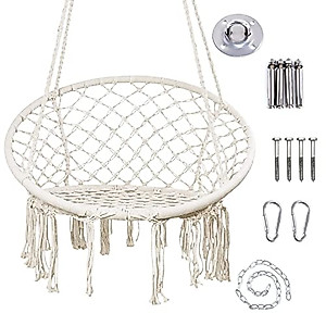 YRYM HT Hammock Chair - Hanging Chair for Bedroom Outdoor Swing Chair for Bedroom Teen Girl Gift Bohemian Style for Patio, Porch, Deck, Yard, Garden