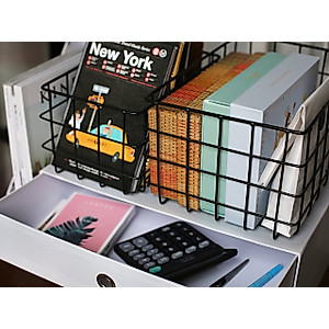 SLPR Wire Storage Basket (Set of 3, Black) | Decorative Metal Baskets