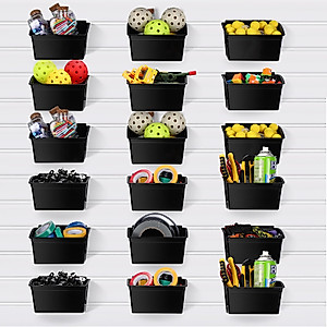 Unittype 18 Pcs Slat Wall Bins Slat Wall Accessories Slatwall Storage Bins Plastic Slat Wall Containers Slat Wall Organizer for Garage Craft Room Tool Shed Workshop(Black)