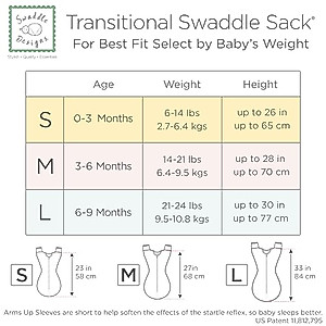 SwaddleDesigns Transitional Swaddle Sack, Arms Up Half-Length Sleeves & Mitten Cuffs, Swaddle for Newborn Transition to Baby Sleep Sack Wearable Blanket, Small, 0-3 month, 6-14 lb, Blue Tiny Triangles