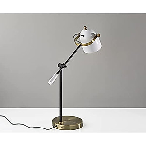 Adesso 3494-21 Casey Desk Lamp, 18.5-28.5 in, 40W, Black, White & Antique Brass, 1 Table Lighting