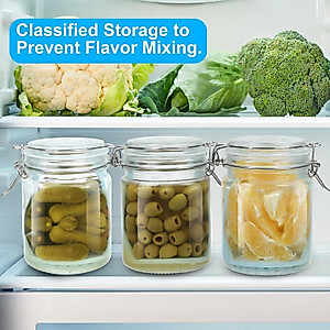 Glass Pickle Jar with Strainer, 25oz Pickle Container with Pickle Holder Keeper Lifter, Pickle Storage Flip Jar for Olives, Gherkins, Sliced Pickles