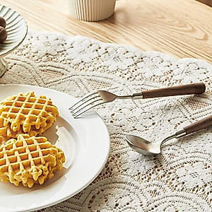 BLEWAR 304 Stainless Steel Wooden Handle Dinner Forks, Set of 4-8.07-Inch Forks for Dinner, Dessert, Salad, and Fruit - Comfortable Grip and Elegant Design