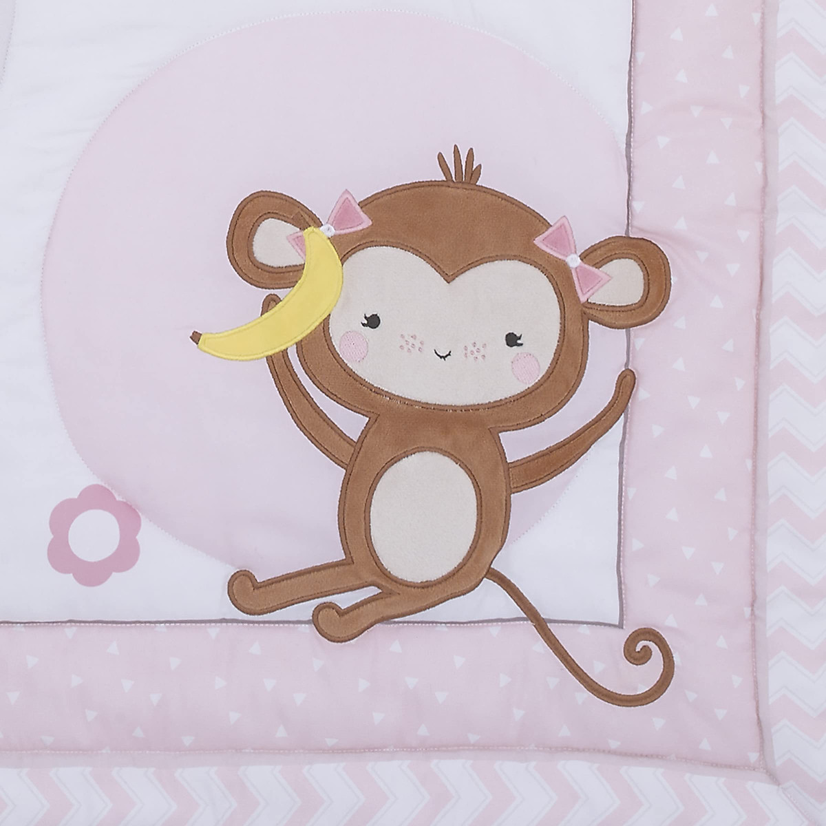 NoJo Little Love Sweet Jungle Friends Pink, White and Tan, Monkey, Cheetah and Giraffe with Polka dots and Flowers 3 Piece Nursery Crib Bedding Set - Comforter, Fitted Crib Sheet, and Crib Skirt