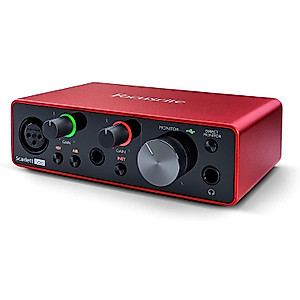 Focusrite Scarlett Solo 2x2 USB Audio Interface Full Studio Bundle with Creative Music Production Software Kit and Eris E5 Pair 2-Way Studio Monitors and 1/4” Instrument Cables