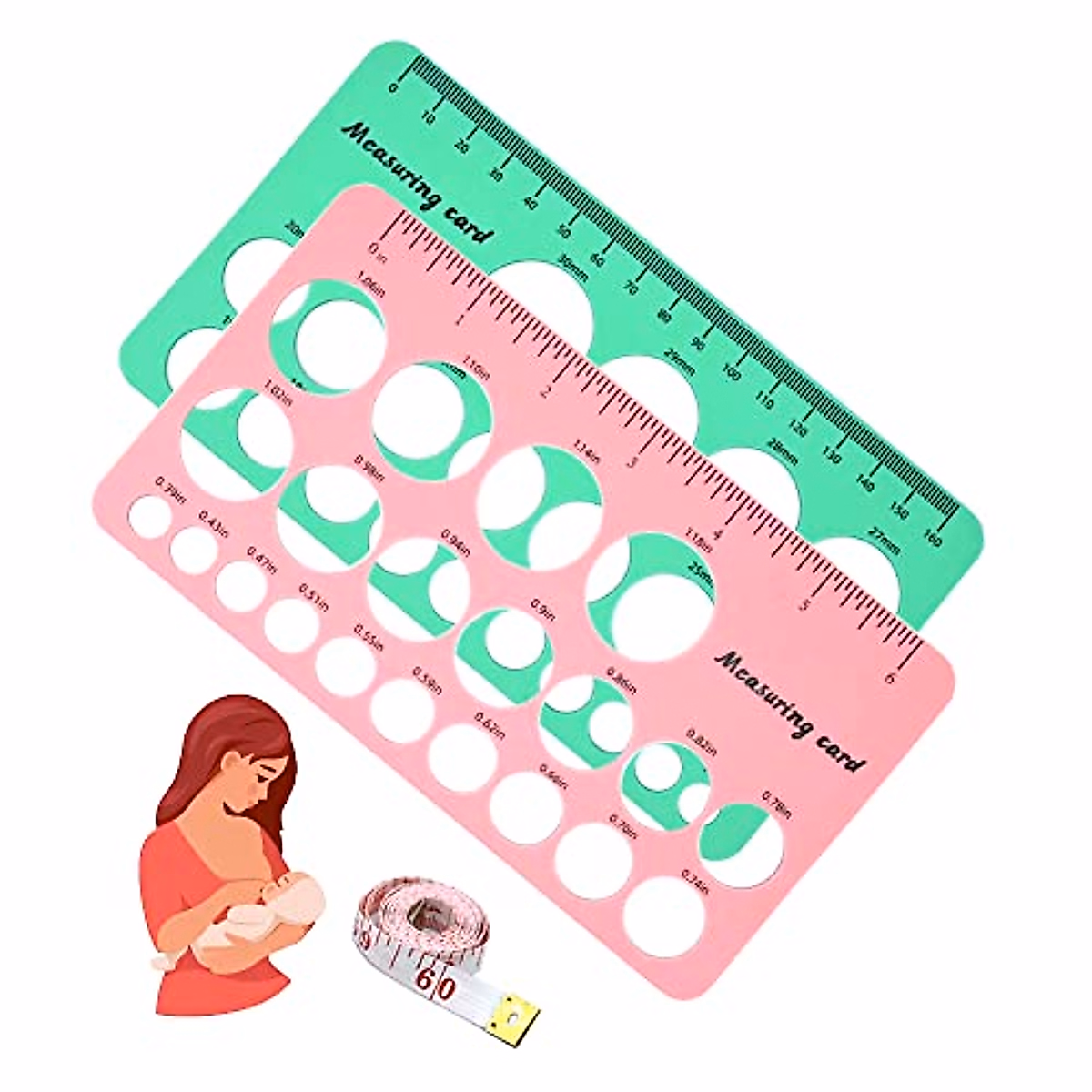 Nipple Ruler 3pcs Set, Nipple Rulers for Flange Sizing Measurement Tool, Silicone & Soft Flange Size Measure for Nipples, Breast Flange Measuring Tool Breast Pump Sizing Tool - New Mothers Musthaves