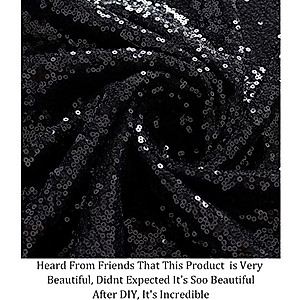 Sequin Fabric by The Yard 2 Yard Sparkly Fabric Mesh Sequins Fabric for Sewing Dress and Making Wedding Party Tablecloth Table Runner Decorations (2 Yard, Black)