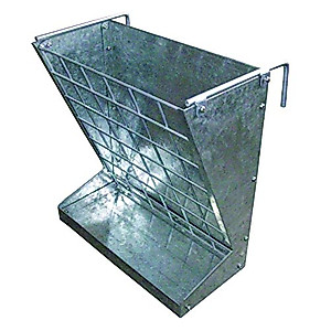 Little Giant Classic Heavy Duty Metal 2 in 1 Goat and Sheep Hay Feeder with Hook Over Design Mounts for Farm Animal and Livestock Feeding
