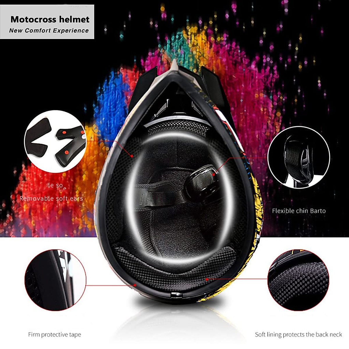 Motocross Mountain Helmet Dirt Bike ATV Motorcycle Full Face Helmet for MTB, Racing, Downhill, MX, DOT Certified Lightweight Adult Youth Motorbike Helmet Set with Gloves Goggles Mask-G-Small